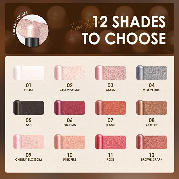 Shimmer Cream Eyeshadow Pencil - 12 Colors - #5 ASH | Cosmetics Now ...