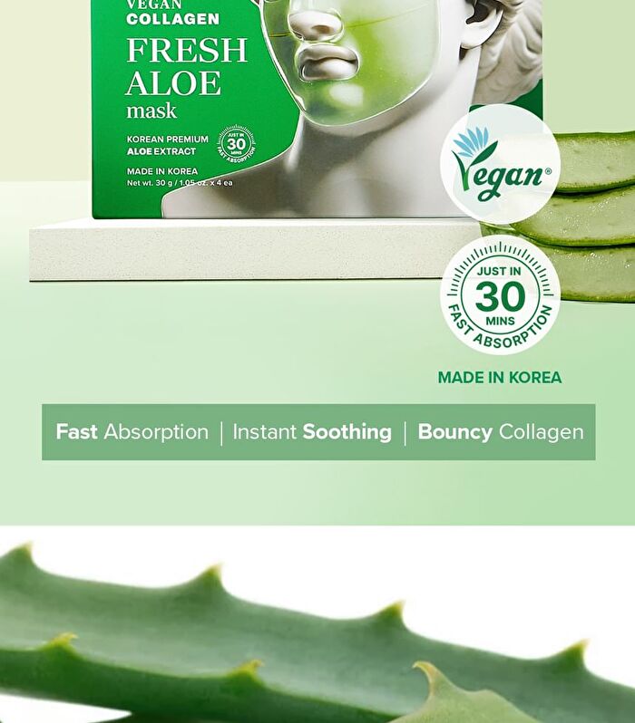 Vegan Collagen Fresh Aloe Mask Set - 30g x 4 sheets | Cosmetics Now ...