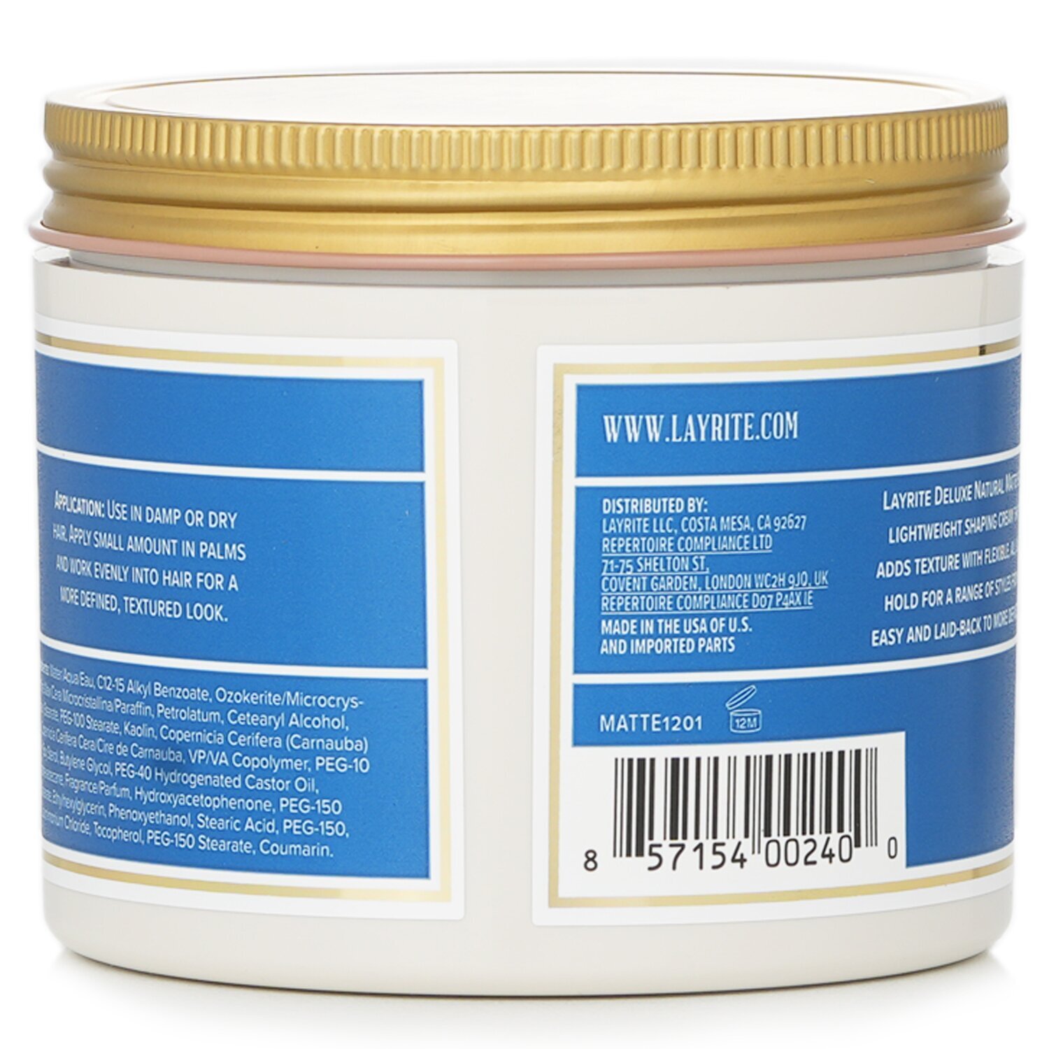 Layrite Natural Matte Cream (Medium Hold, Matte Finish, Water Soluble ...