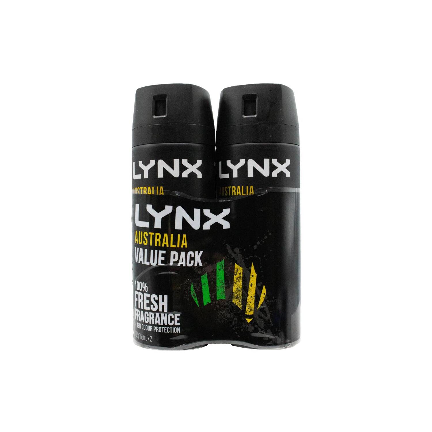 Lynx Pk2x 102g / 165ml Deodorant Body Spray 100% Fresh Fragrance 48h Odour Protection Australia ...