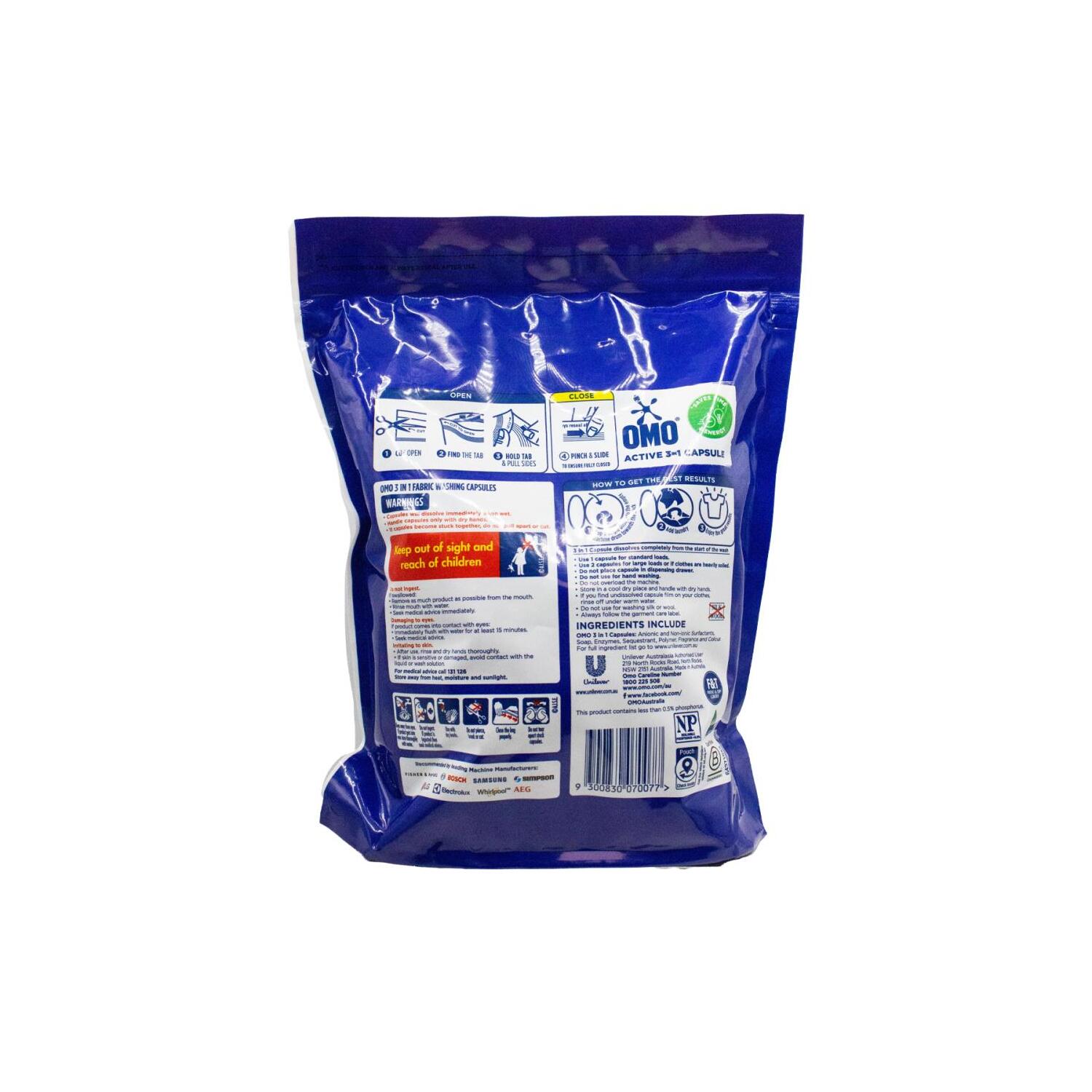 Omo Pk60 Capsules 3 In 1 Active 3 pieces Carton | Cosmetics Now Australia