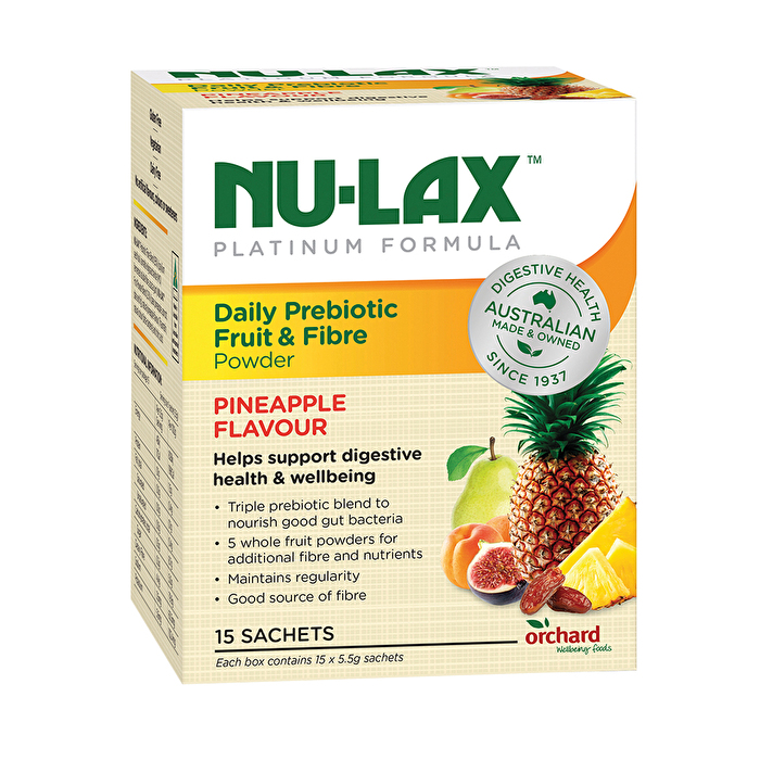 Nu-Lax Daily Prebiotic Fruit & Fibre Pineapple Sachets 5.5g x 15 Pack ...